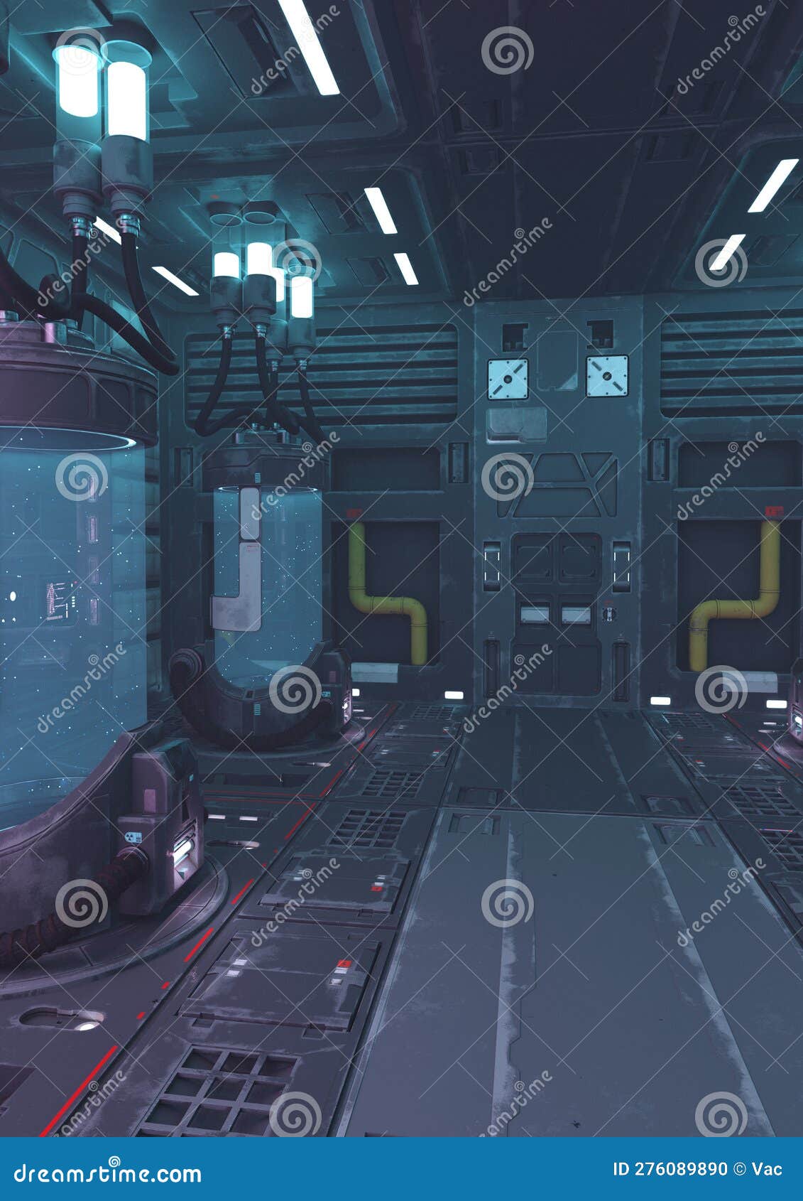3D Rendering Scinece Fiction Clone Room Stock Illustration ...