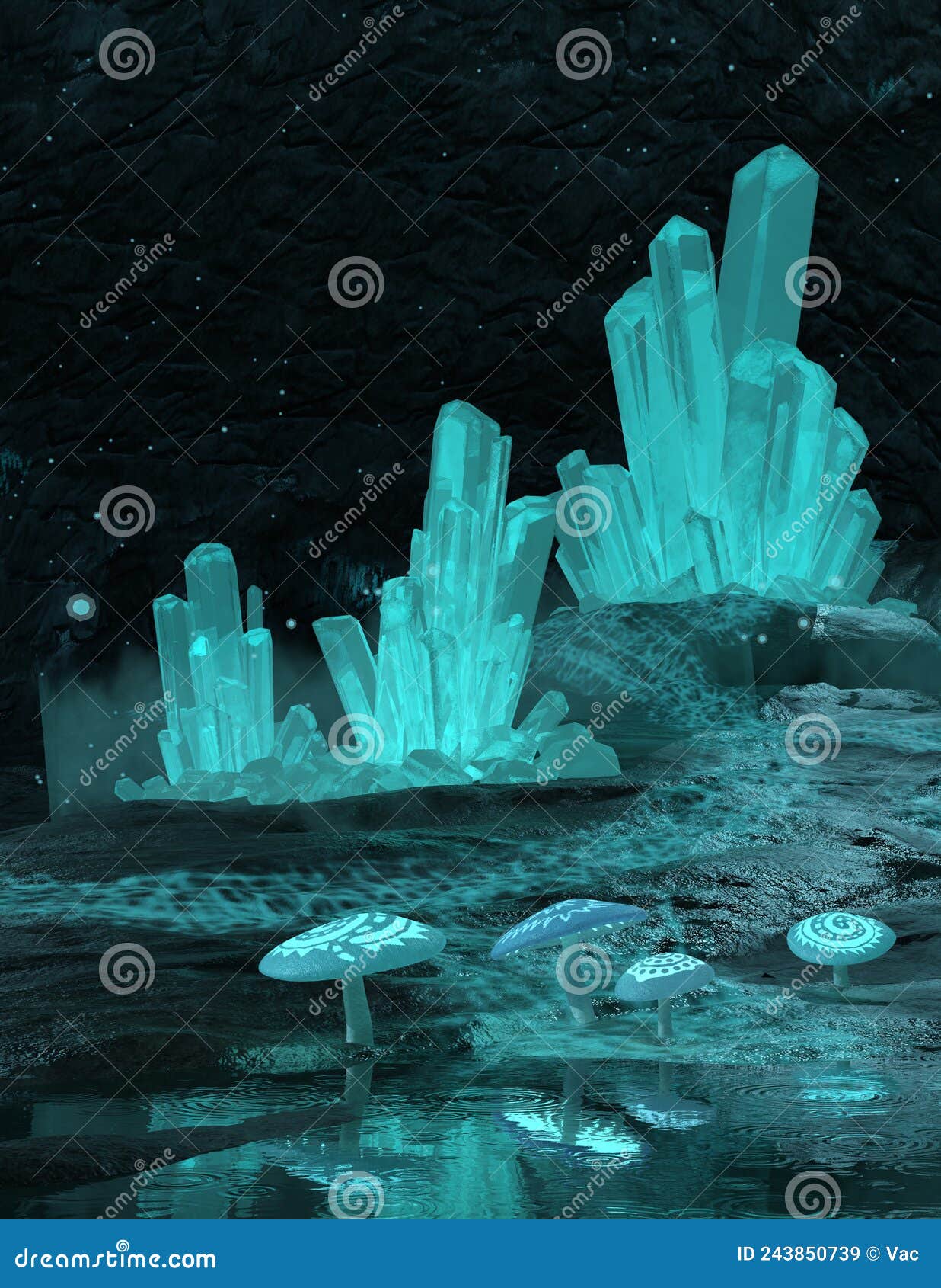 3D Rendering Crystal Cave stock illustration. Illustration of rendering ...