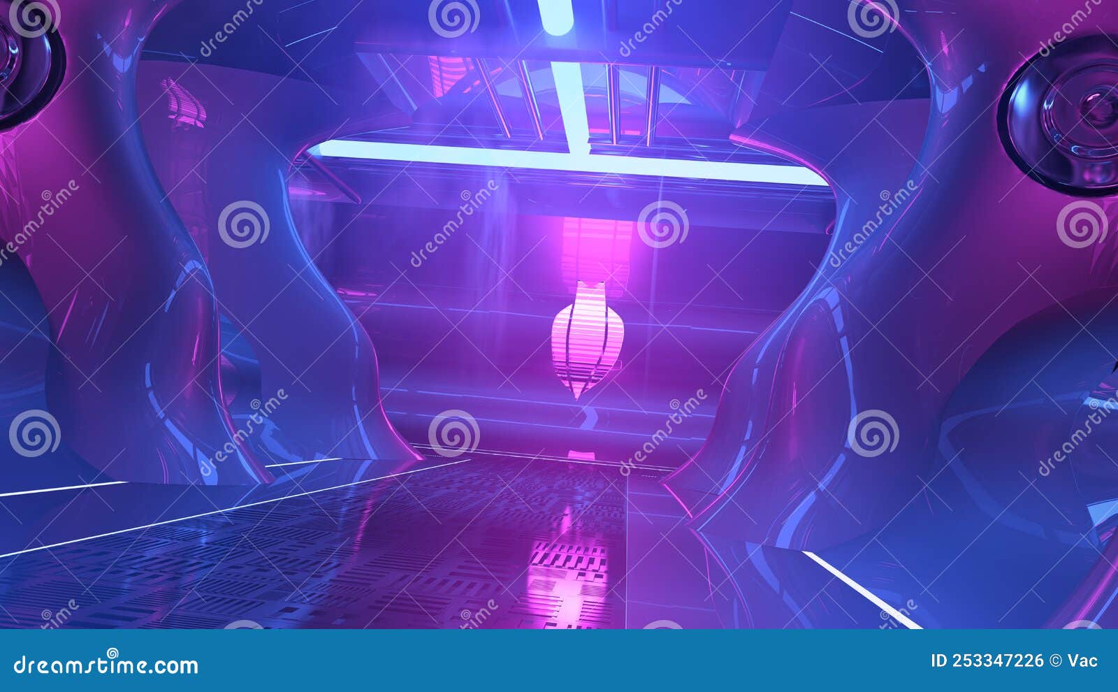 3D Rendering Science Fiction Hallway Stock Illustration - Illustration ...