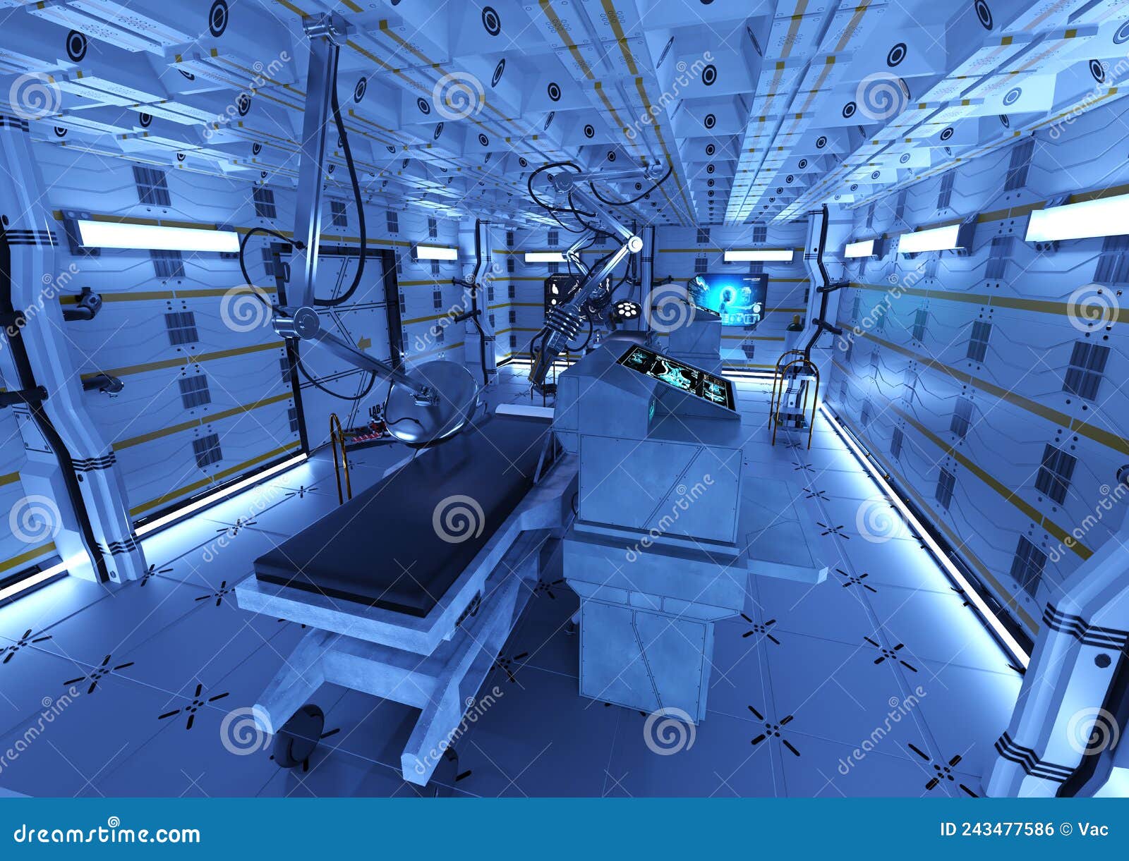 3D Rendering Science Fiction Laboratory Stock Illustration ...