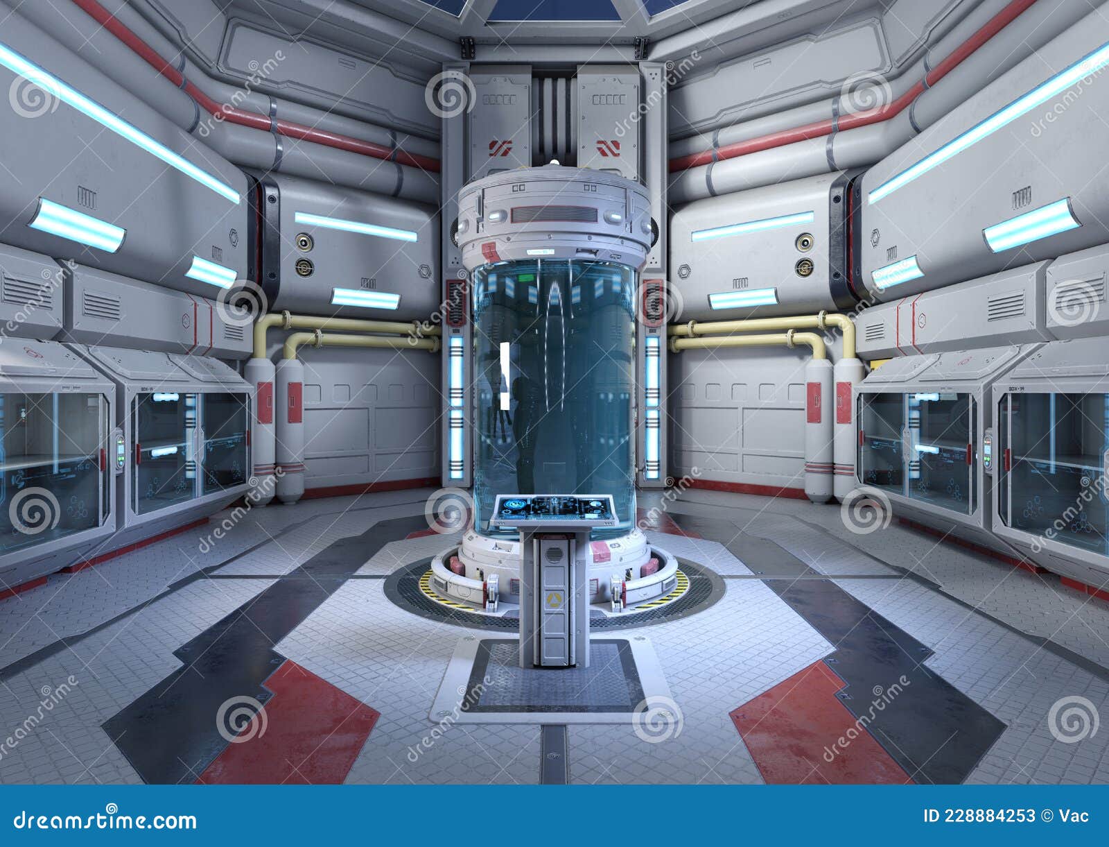 3D Rendering Science Fiction Laboratory Stock Illustration ...