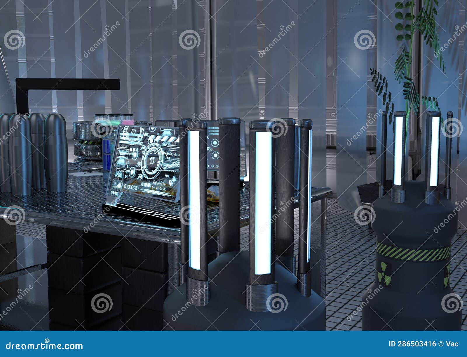3D Rendering Science Fiction Laboratory Stock Illustration ...
