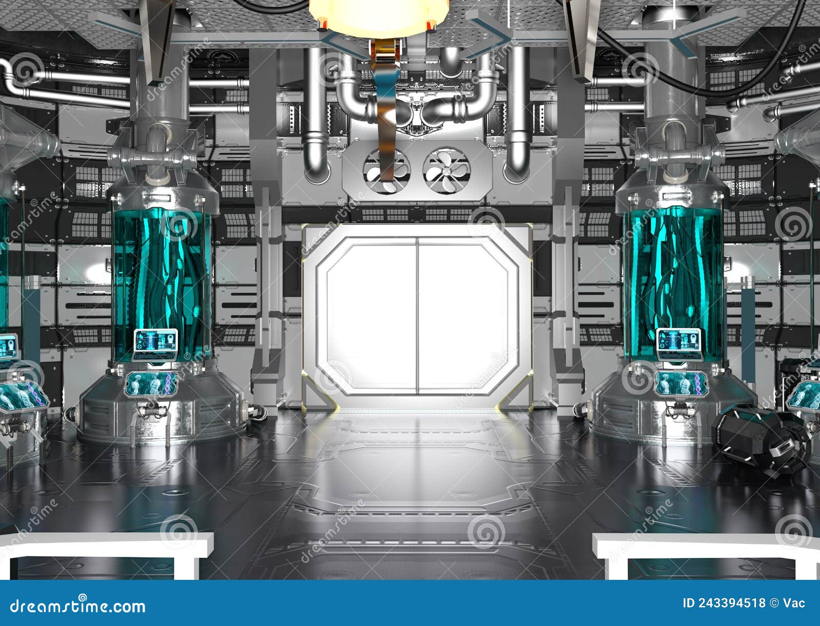 3D Rendering Science Fiction Laboratory Stock Illustration ...