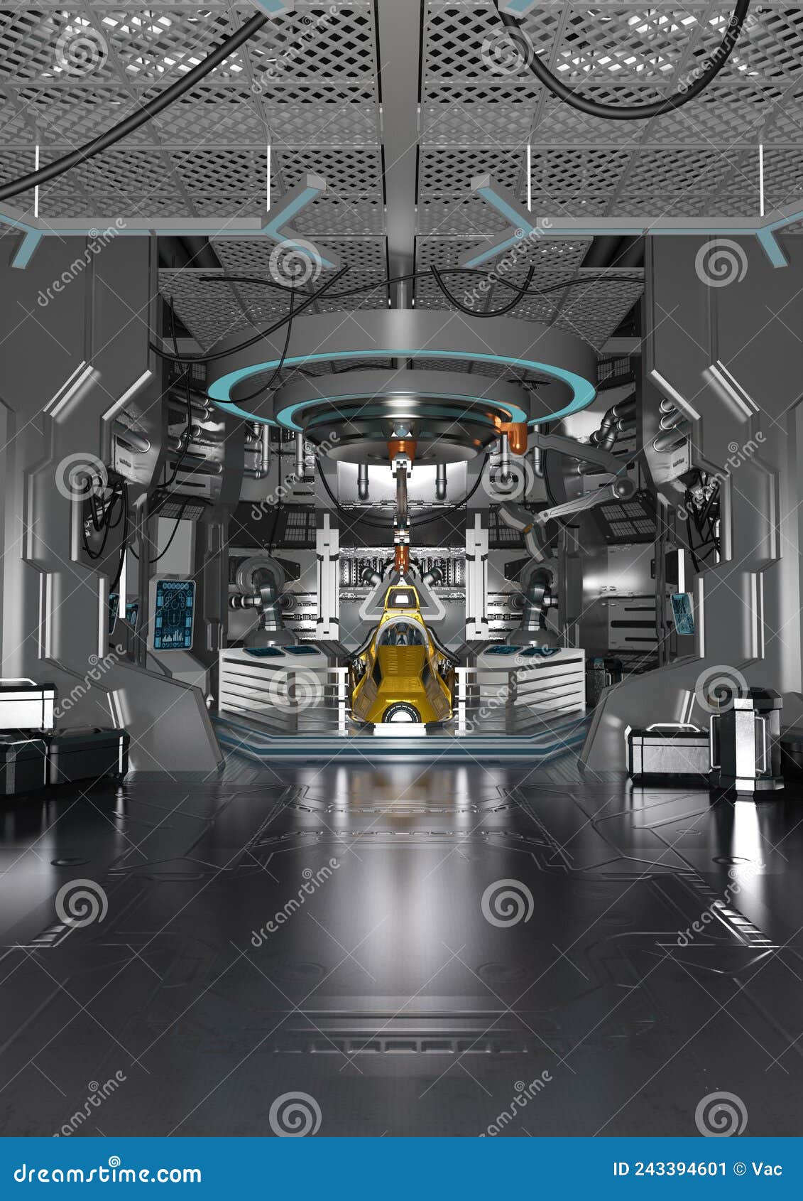 3D Rendering Science Fiction Laboratory Stock Illustration ...