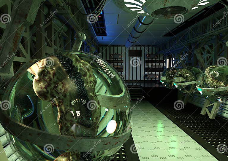 3D Rendering Science Fiction Laboratory Stock Illustration ...
