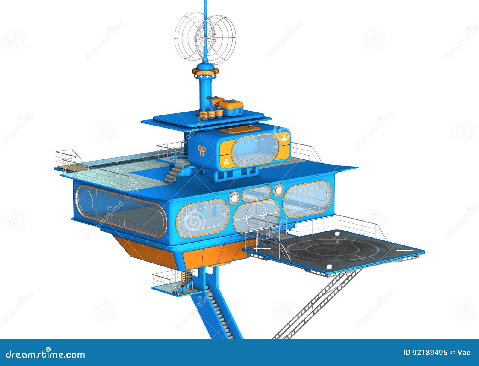 3D Rendering Science Fiction Outpost On White Stock Photo ...
