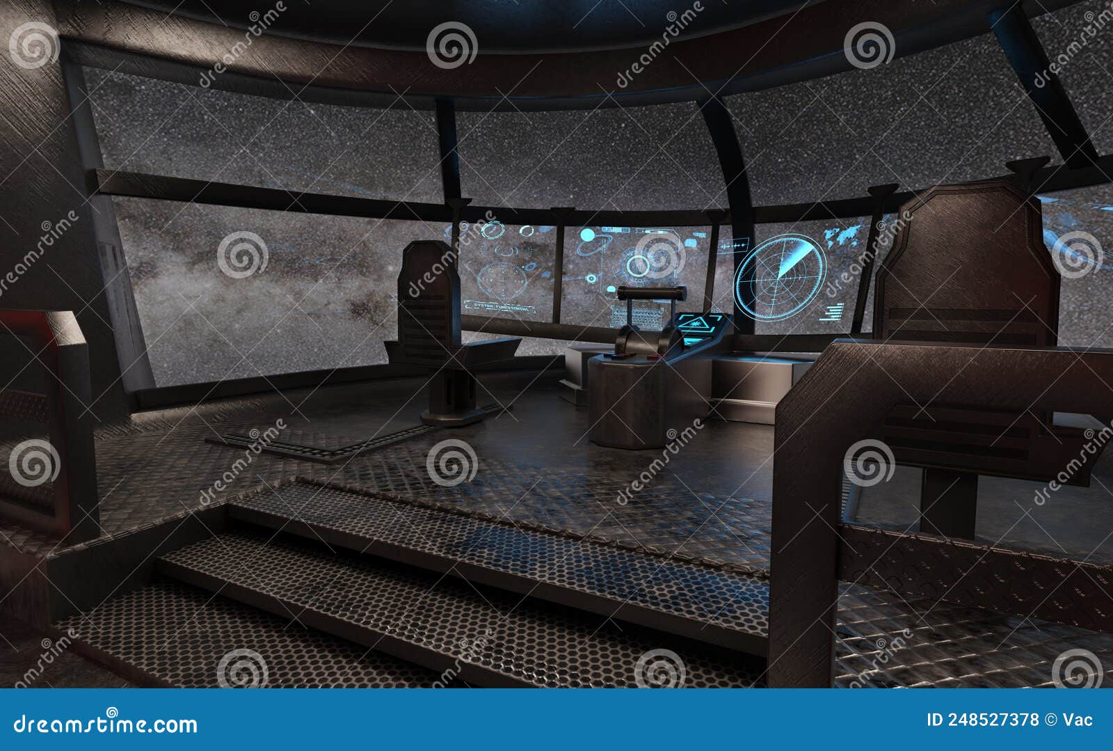 3D Rendering Science Fiction Space Cockpit Stock Illustration ...