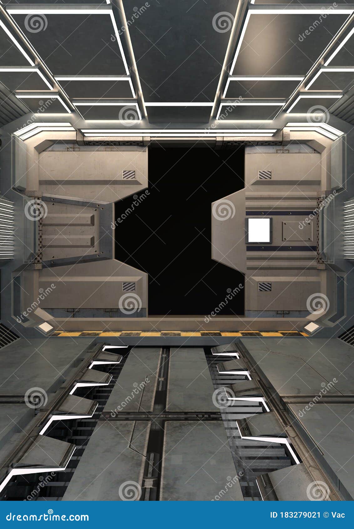 3D Rendering Space Ship Indoor Stock Illustration - Illustration of ...