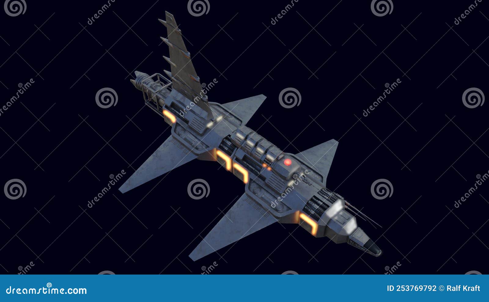 3D-illustration of an Alien Science Fiction Starship Stock Illustration ...