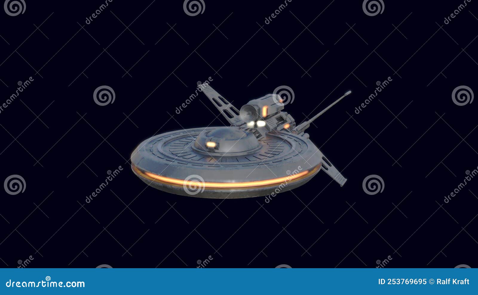 3D-illustration of an Alien Science Fiction Starship Stock Illustration ...
