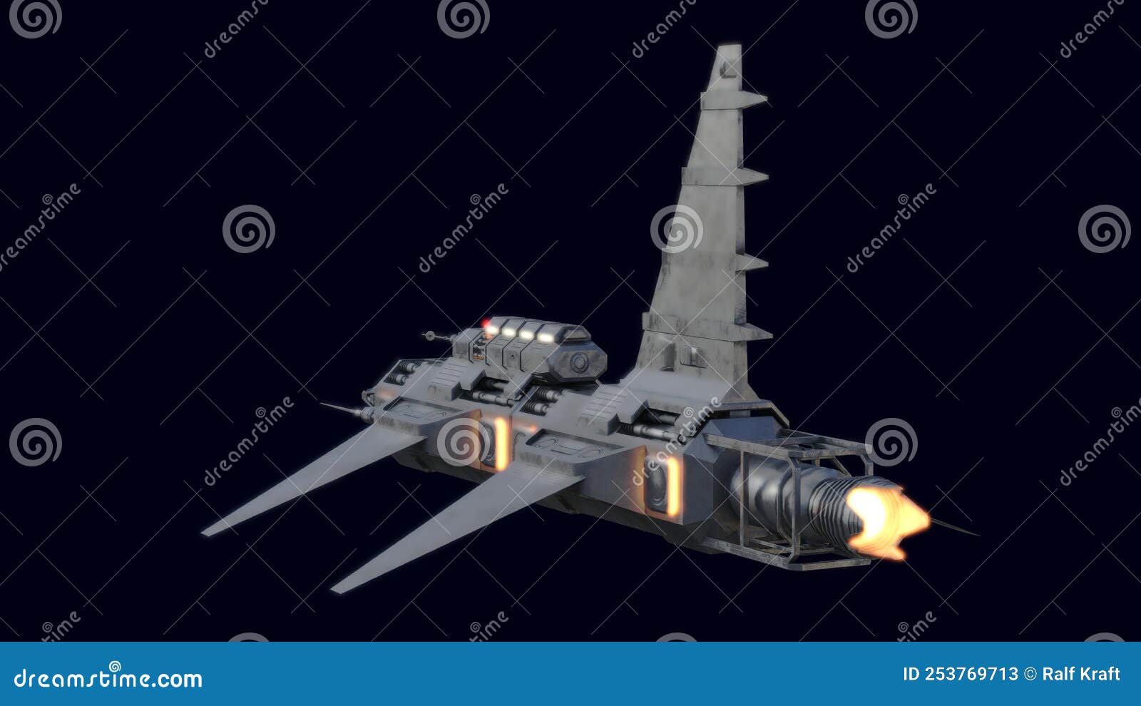3D-illustration of an Alien Science Fiction Starship Stock Illustration ...