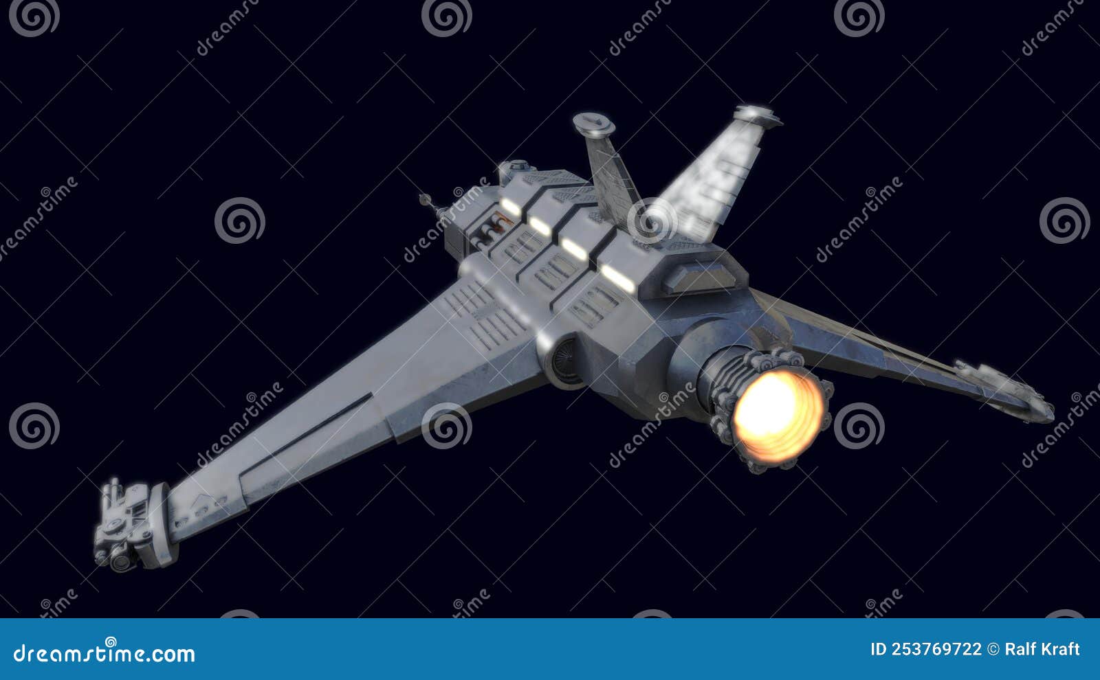 3D-illustration of an Alien Science Fiction Starship Stock Illustration ...