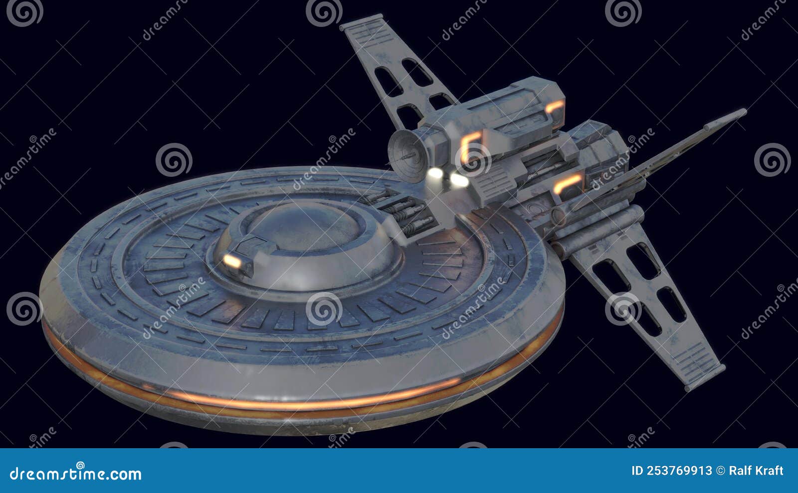 3D-illustration of an Alien Science Fiction Starship Stock Illustration ...
