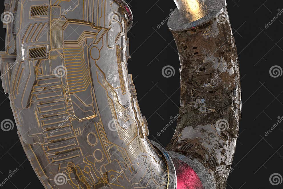 3d Rendering, Scientific Mechanical Ring in the Outer Space Stock ...