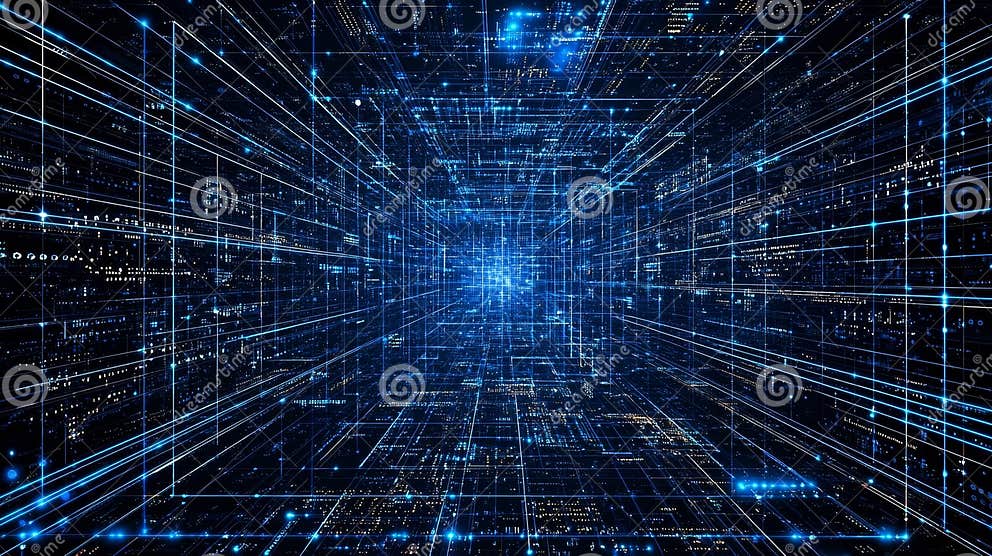 3D Rendering of a Scientific Technology Data Binary Code Network ...