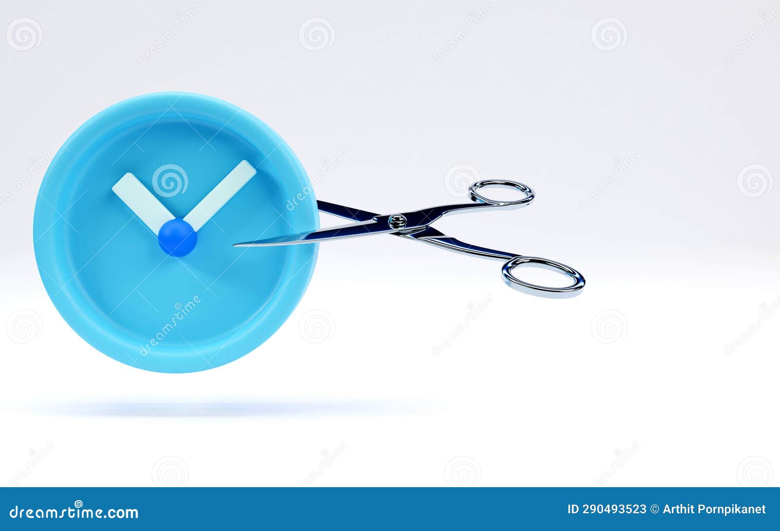 3D Rendering of Scissors Cut the Clock, Cutting Time, Out of Time, on ...
