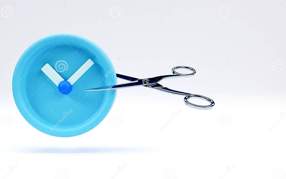 3D Rendering of Scissors Cut the Clock, Cutting Time, Out of Time, on ...