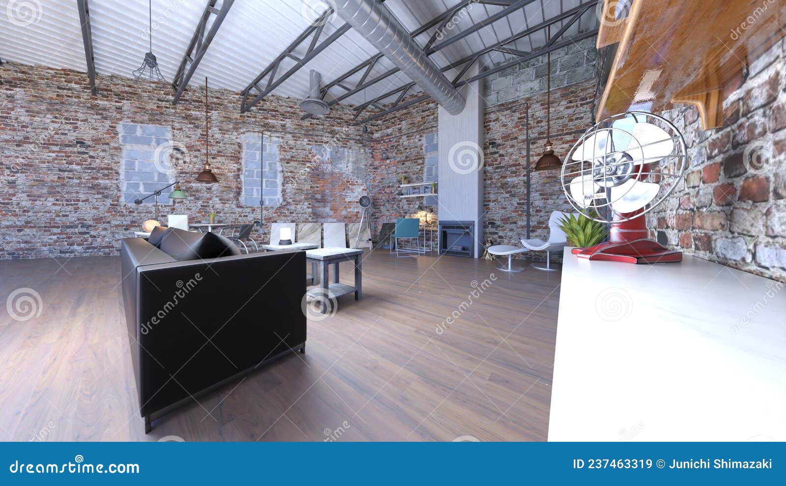 3D Rendering of the Sea View Living Room Stock Illustration ...