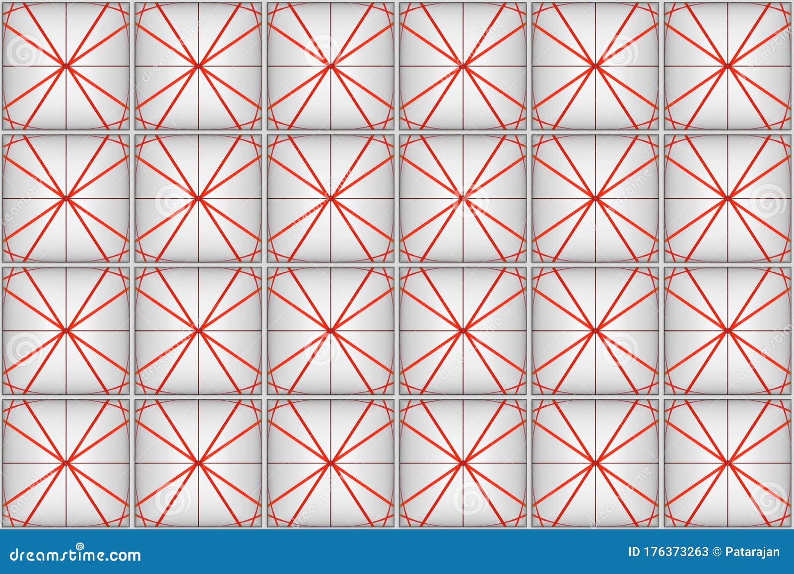 3d Rendering. Seamless Modern Red Line Pattern Square Tile Wall Design ...