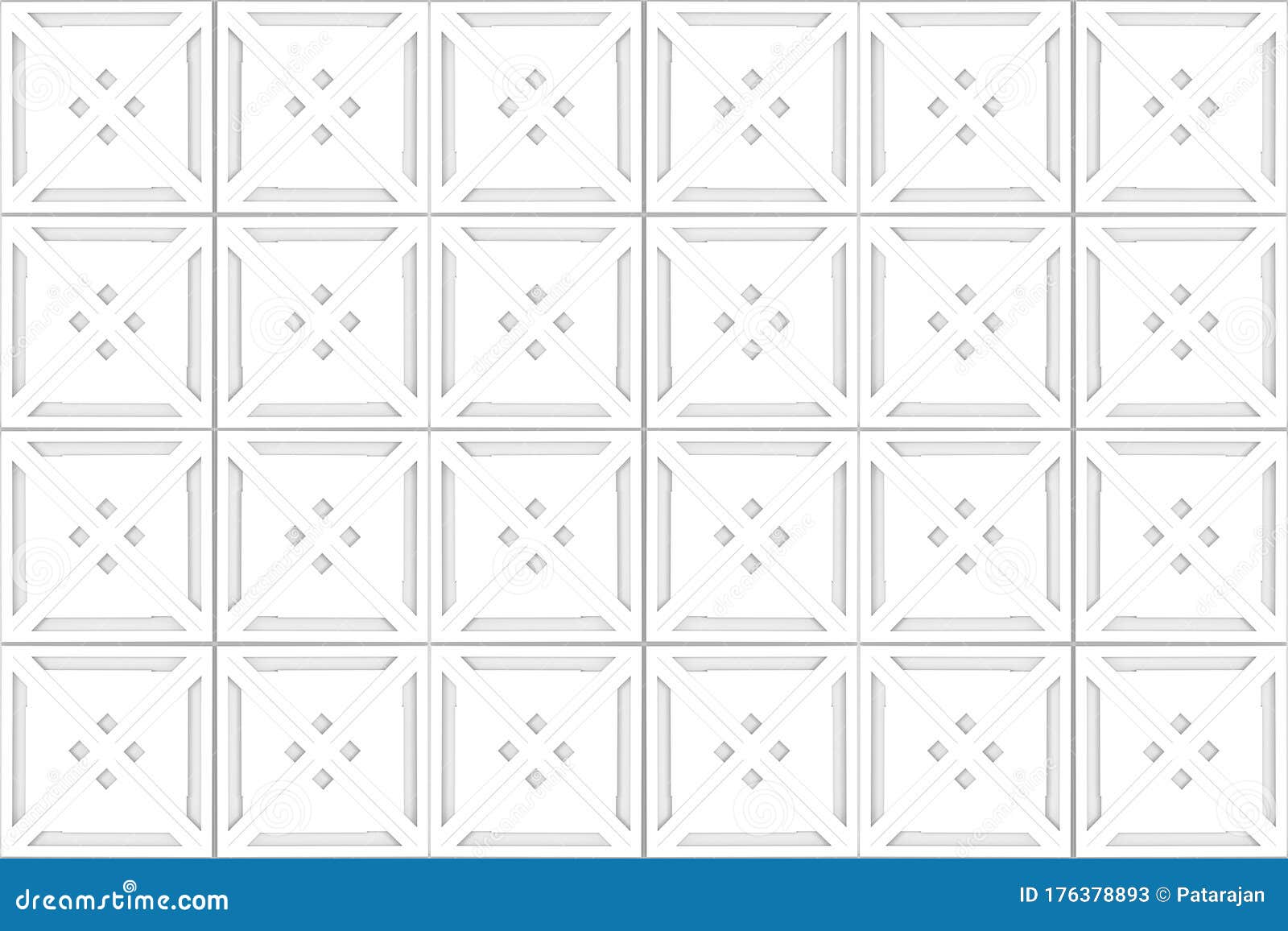 3d Rendering. Seamless Modern White Square Grid Tile Pattern Design ...