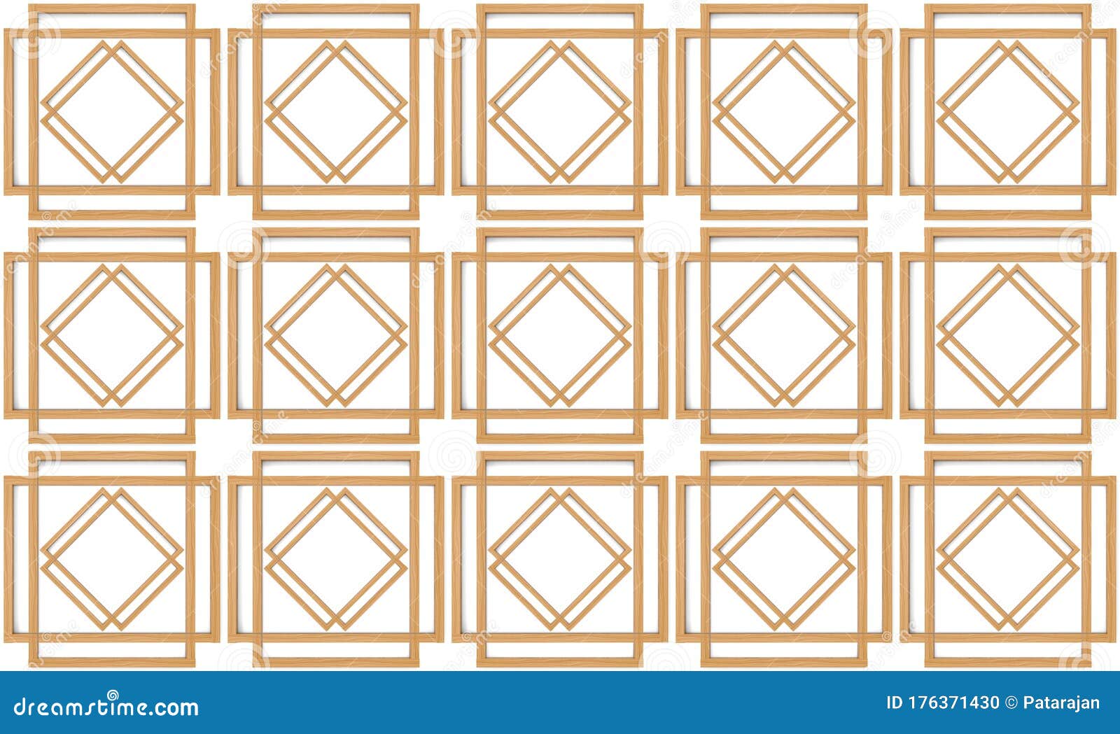 3d Rendering. Seamless Modern Wood Square in Chinese Oriental Pattern ...