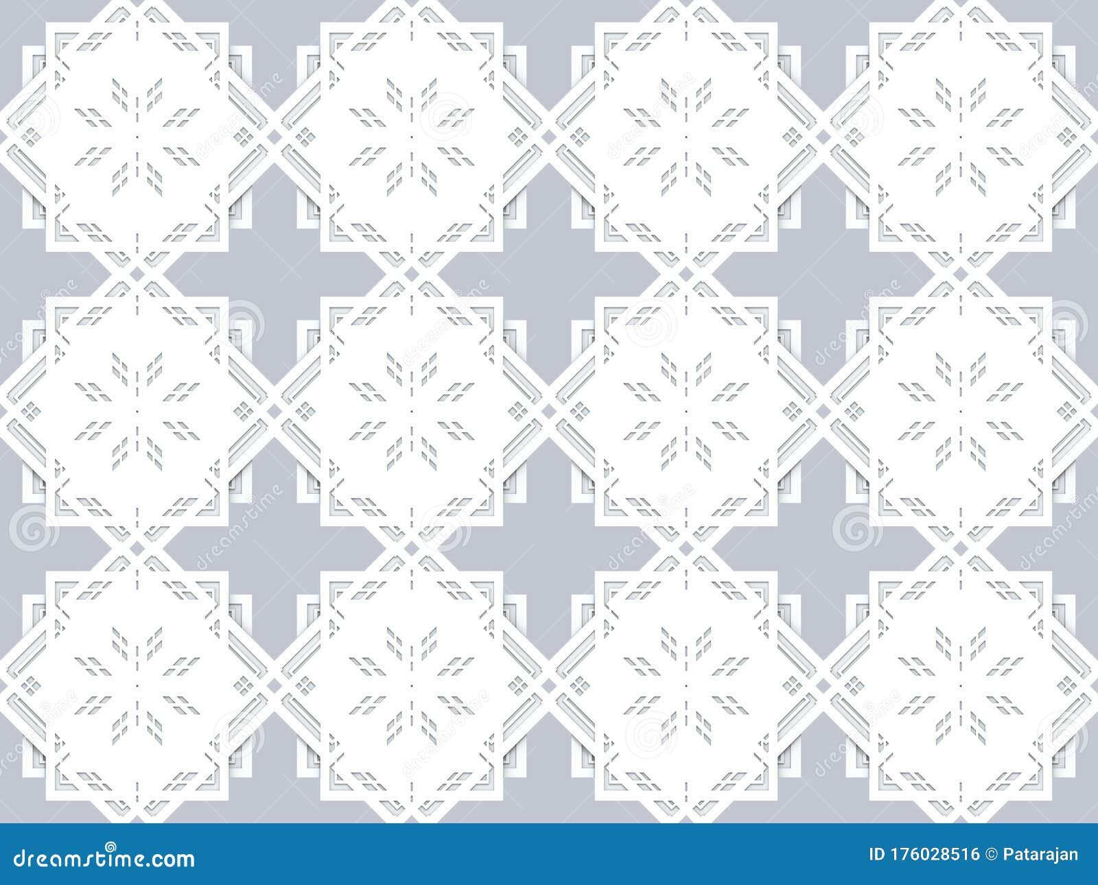 3d Rendering. Seamless Square Art Pattern on Gray Background Stock ...