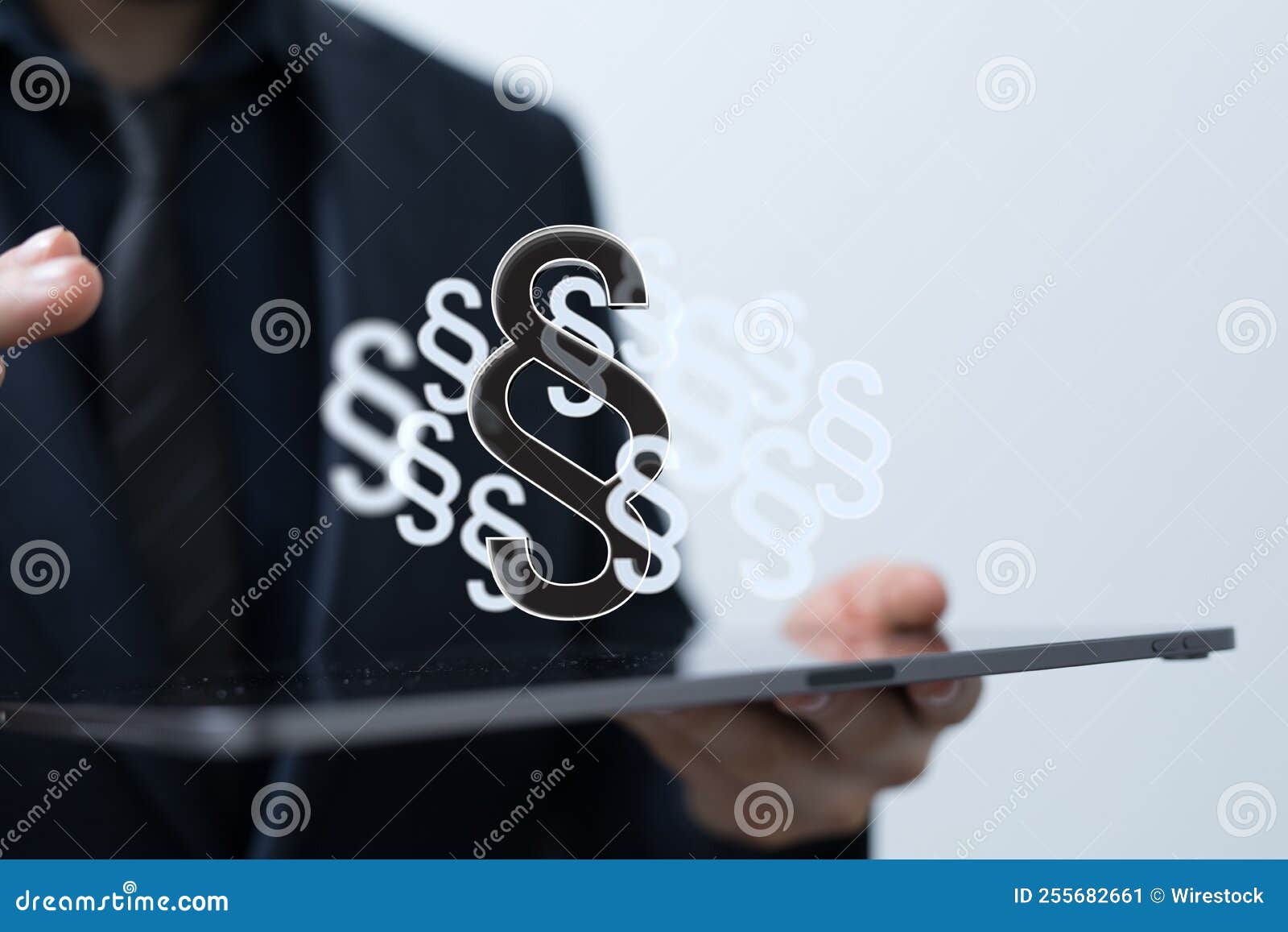 3d Rendering of Section Signs Flowing Over a Tablet Stock Image - Image ...