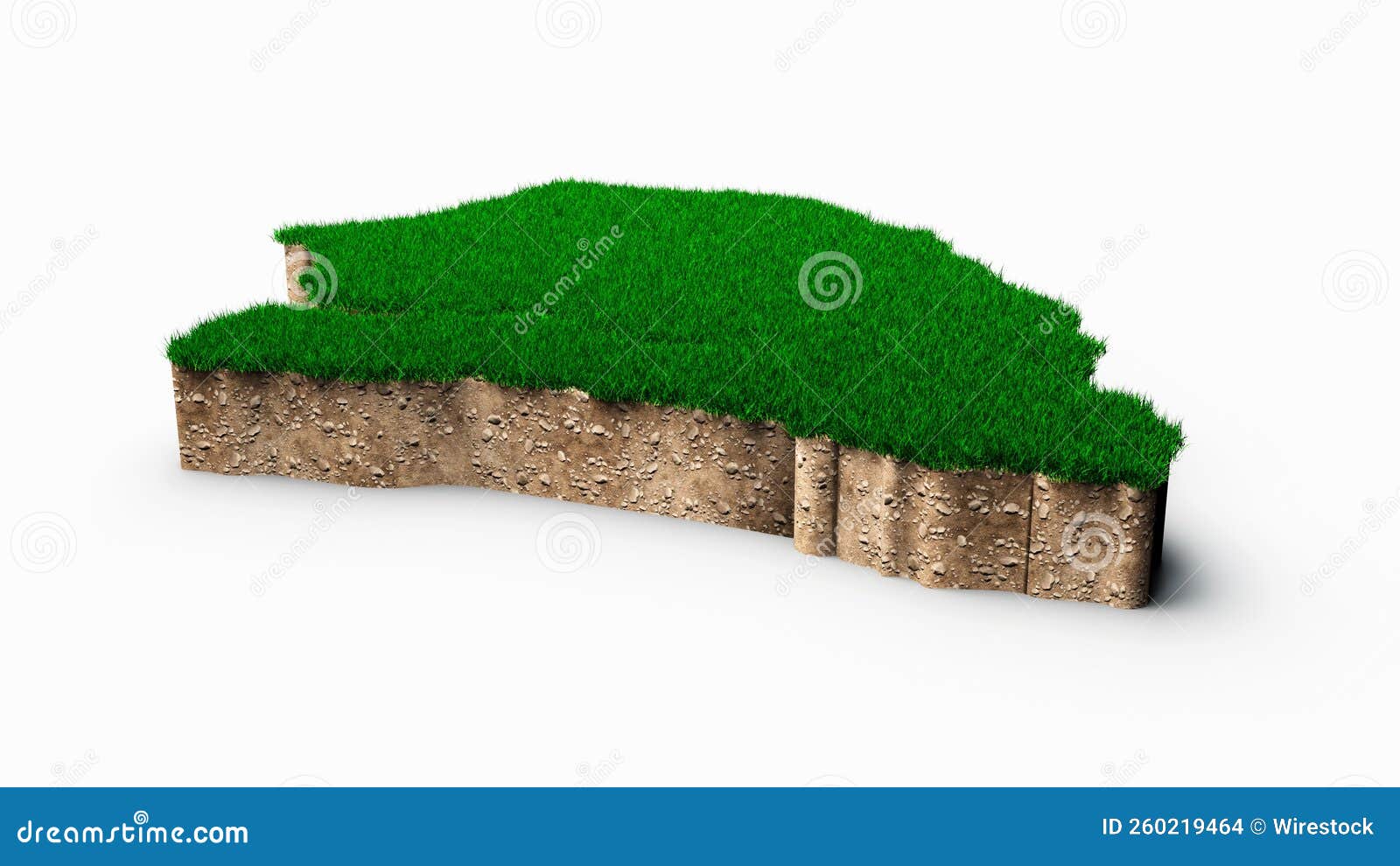 3D Rendering of the Senegal Geological Map with Green Grass and Rock ...