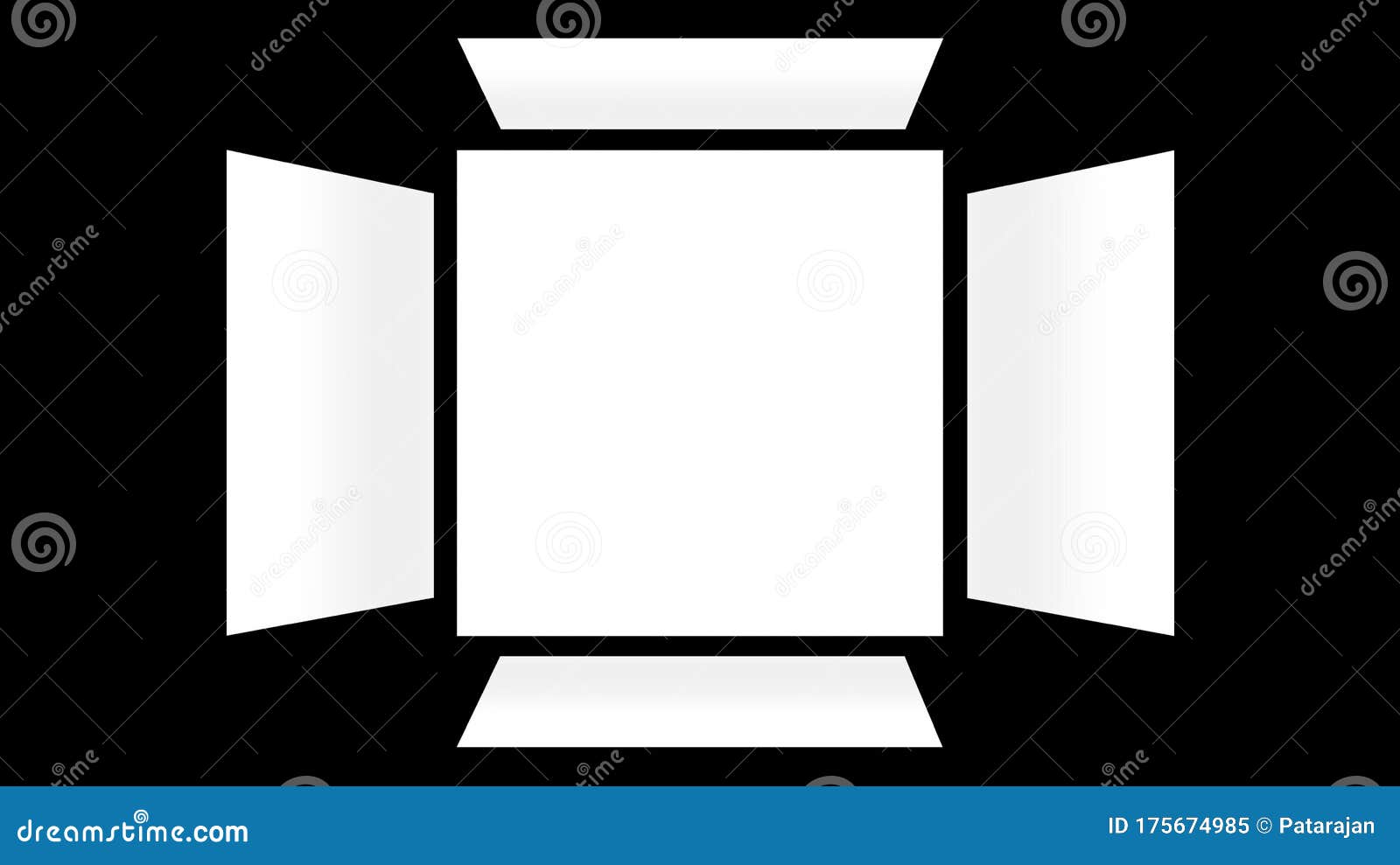 3d Rendering. Separating White Square Box Plane on Black Background ...