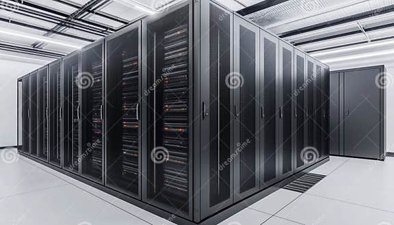 3d Rendering of Server Racks in Computer Network Security Server Room ...