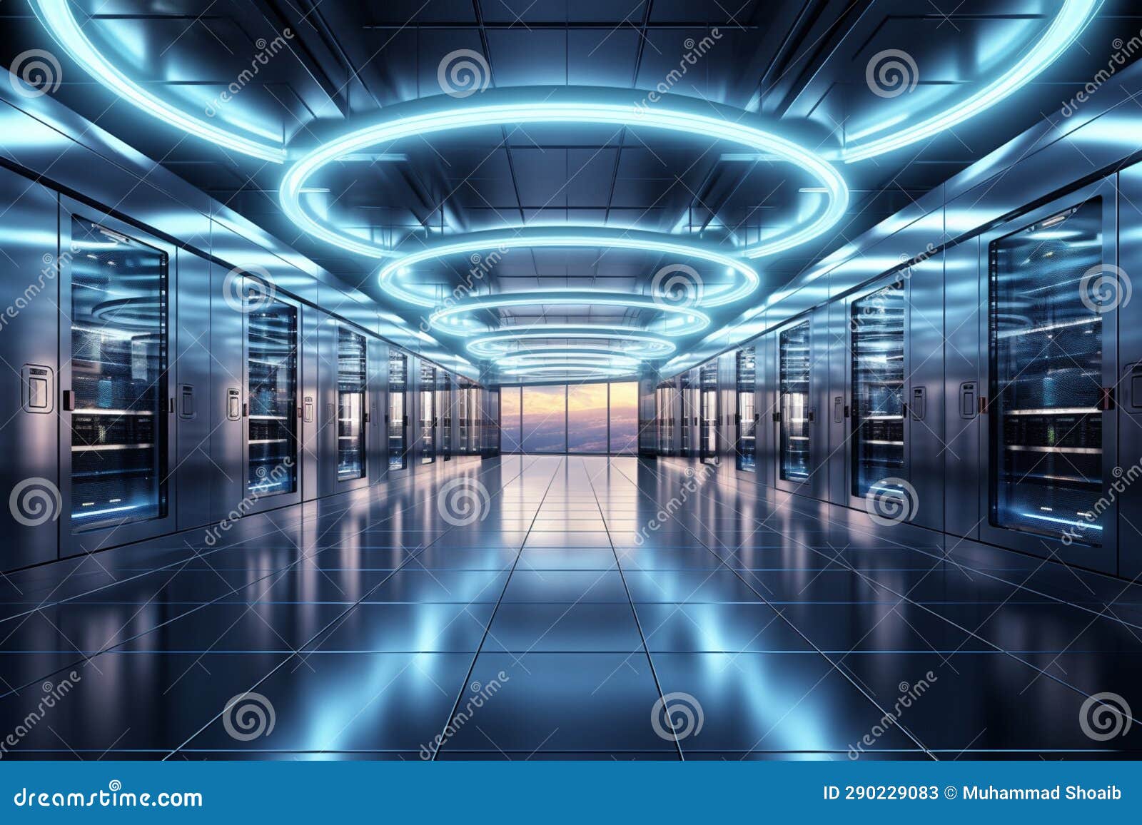 In a 3D Rendering, Server Racks Convey the Big Data Cloud Computing ...