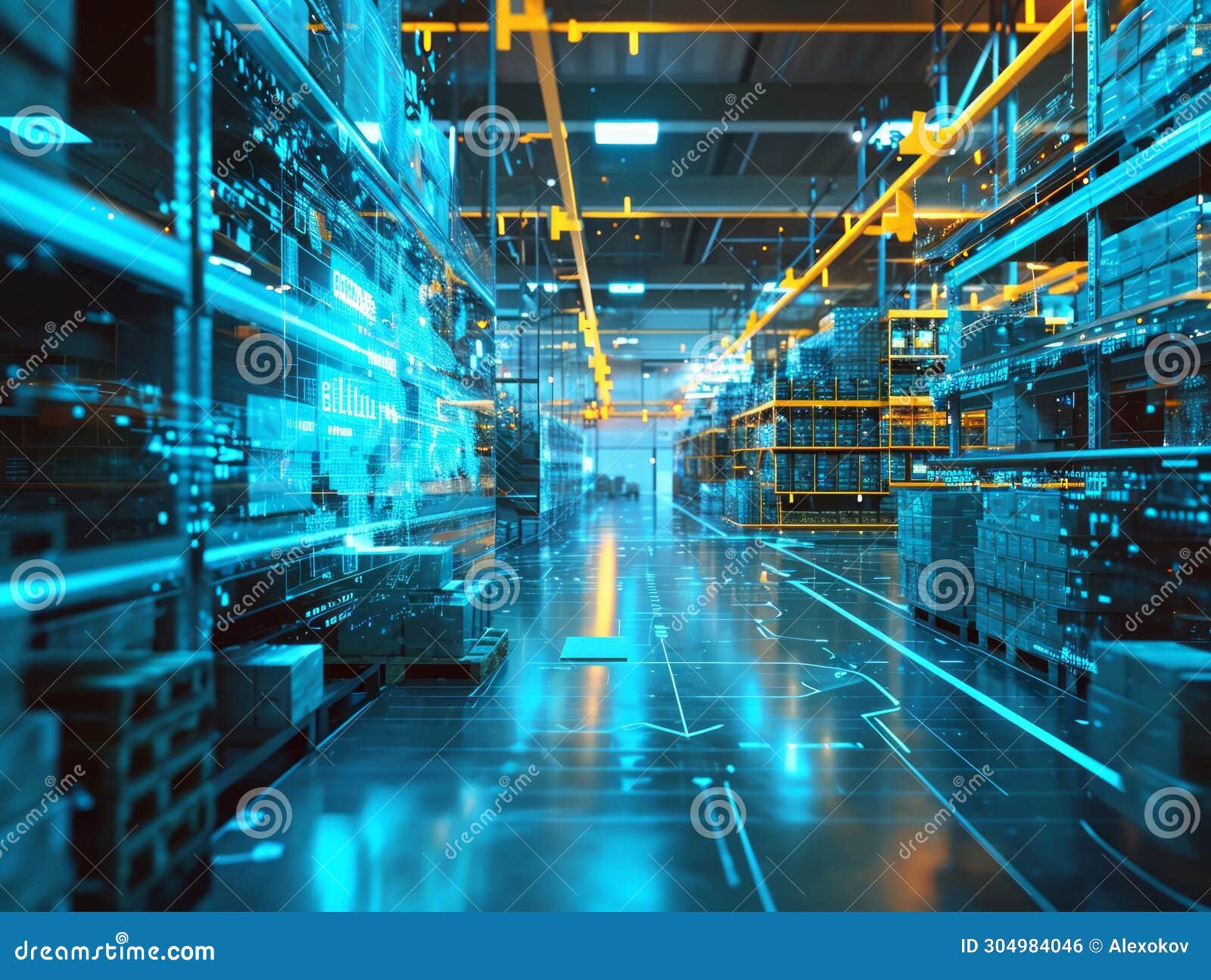 3D Rendering of Server Room Data Center in Big Data Center. Generative ...