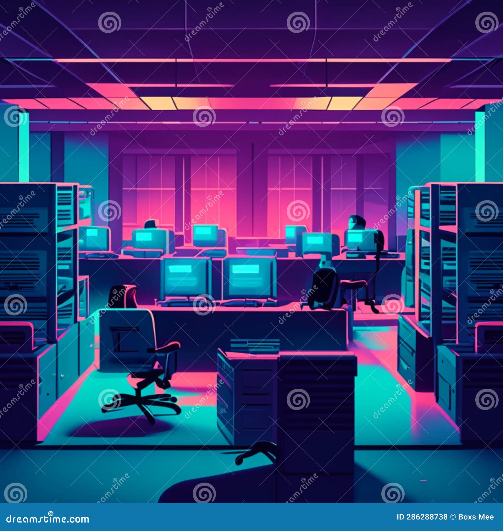 3d Rendering Of A Server Room In A Data Center With Computers Generative Ai Stock Illustration