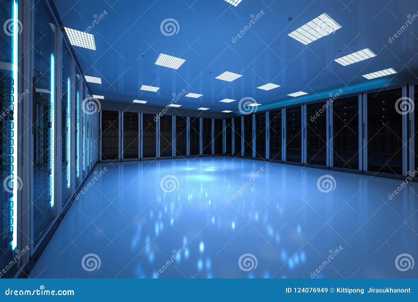 Interior server room stock image. Image of blue, processor - 124076949
