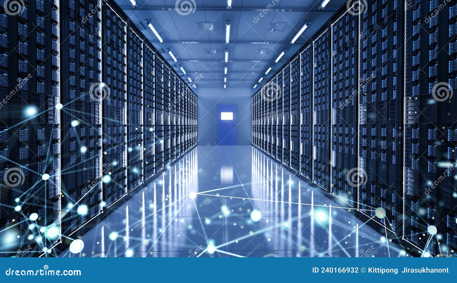 Server Room Interior or Data Center with Connection Structure Stock ...