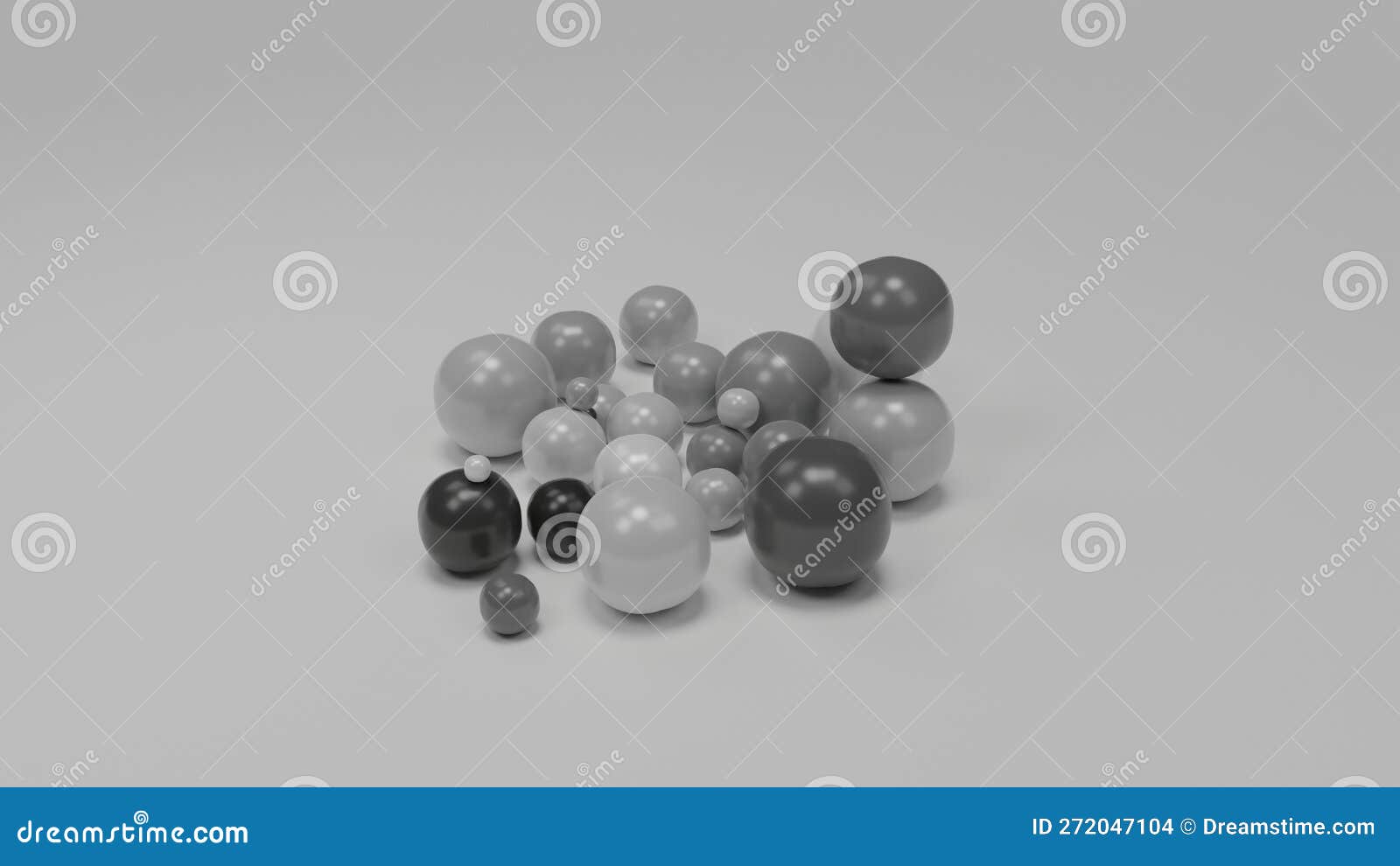 3d Rendering of a Set of Black and White Irregular Spheres on a White ...