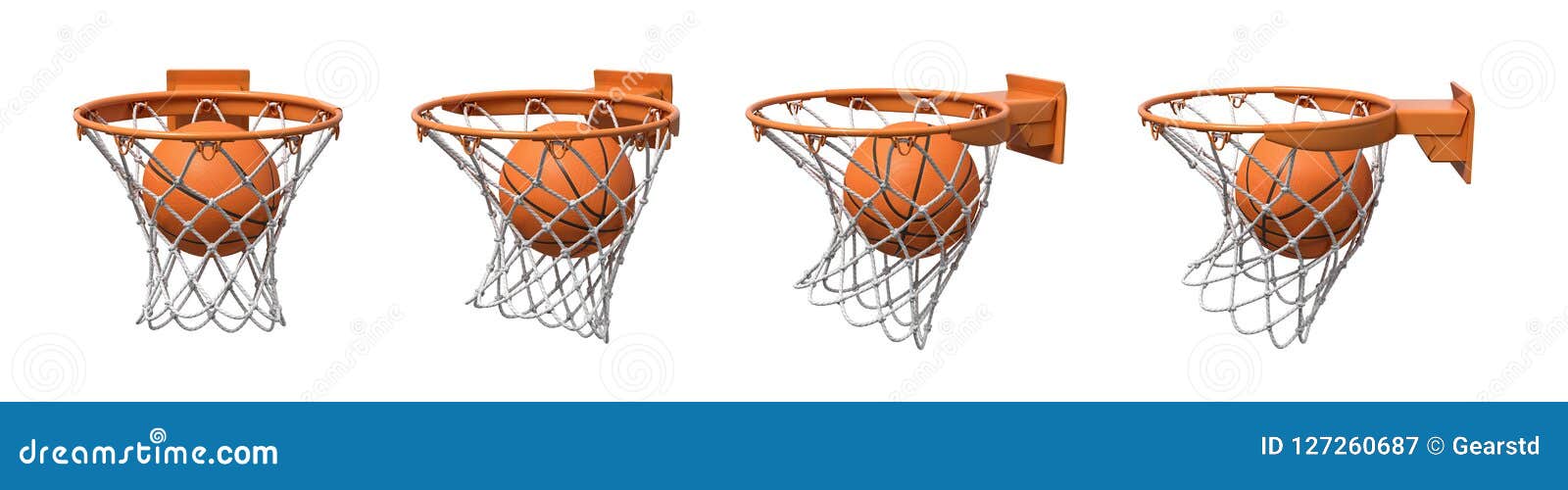 3d Rendering of a Set Made of Four Basketball Baskets with a Ball ...