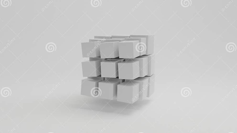 3d Rendering of a Set of Many White Cubes Over a White Surface. Cubes ...