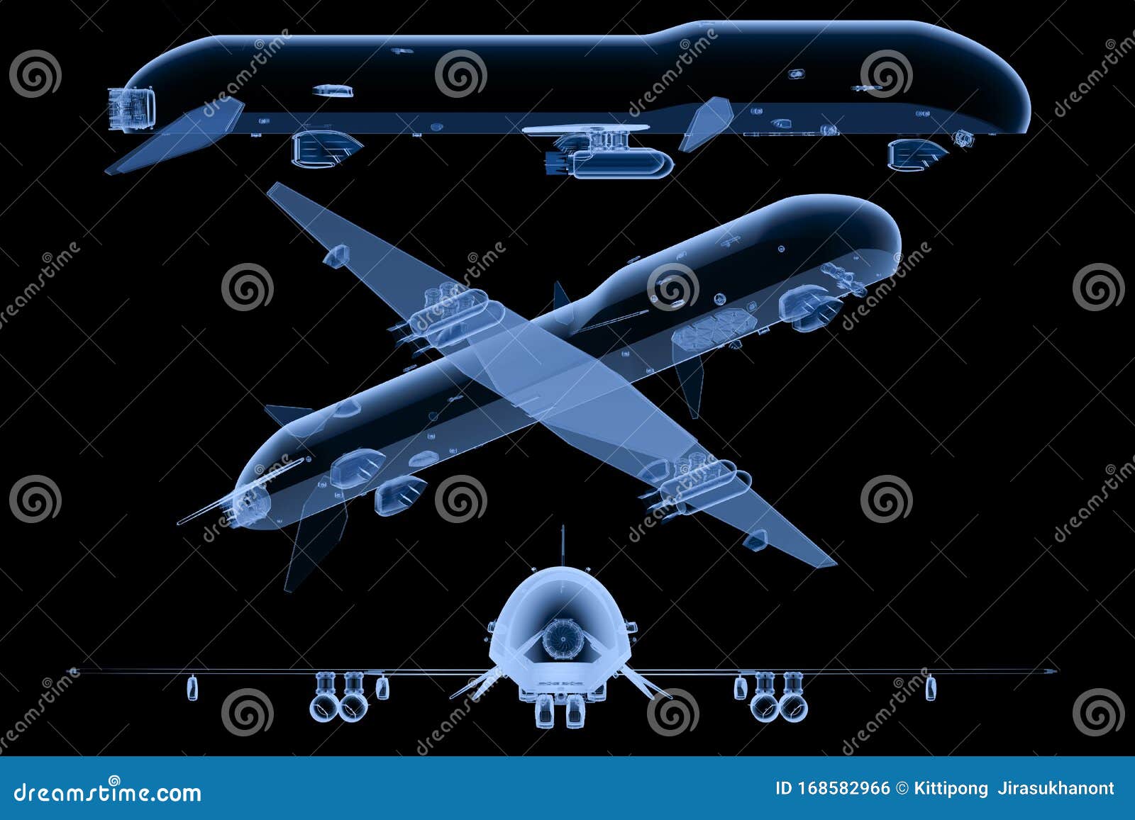 Military drone x-ray stock illustration. Illustration of rendering ...