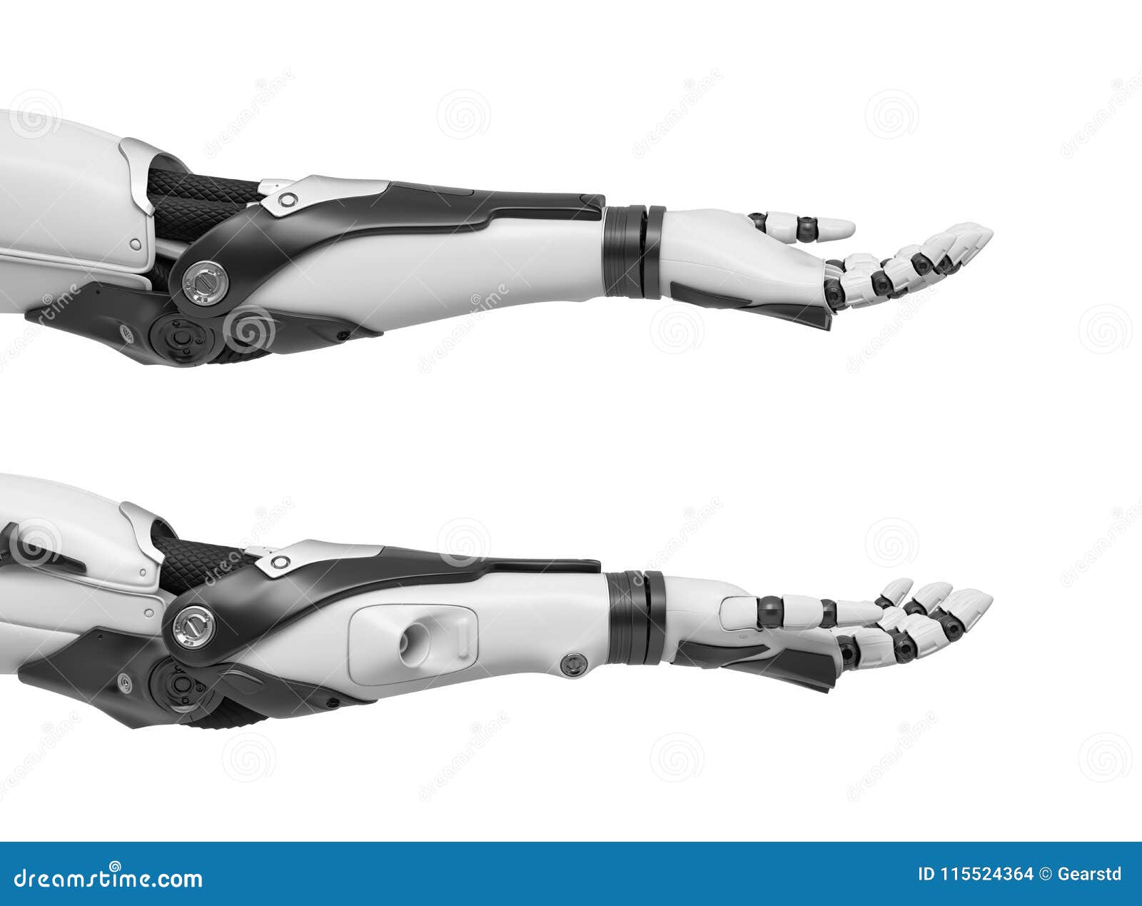 3d Rendering of Set of Two Black and White Robotic Hands with Open ...
