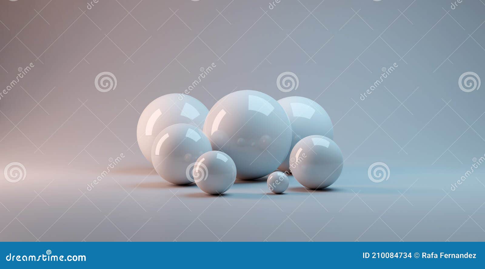 3d Rendering of Several Sized Reflected Spheres Inside a White Studio ...