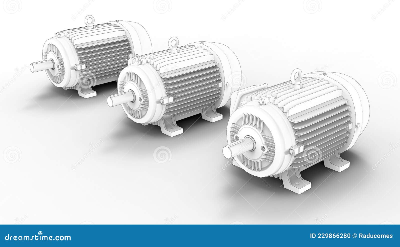 3D Rendering - Shaded Detailed Electric Motors Royalty-Free Cartoon ...