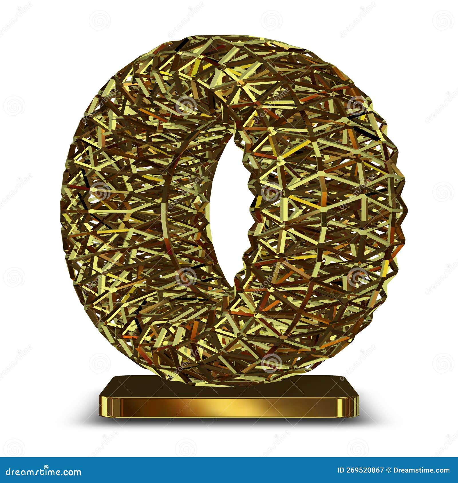 3D Render, Golden Shape, Background, Geometric Figure, Unique Design ...