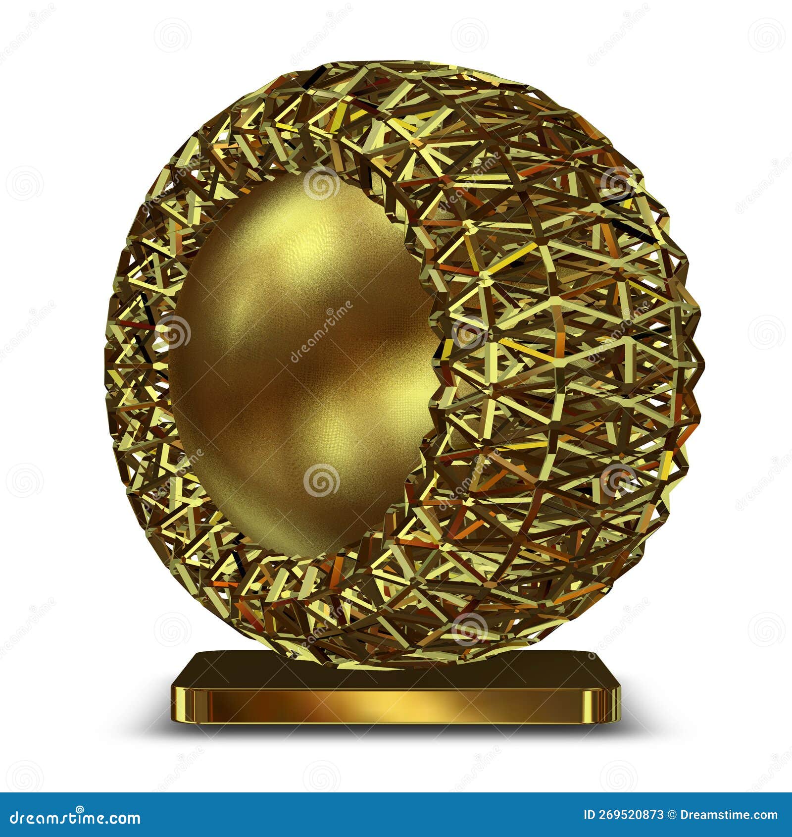 3D Render, Golden Shape, Background, Unique Design, Geometric Figure ...