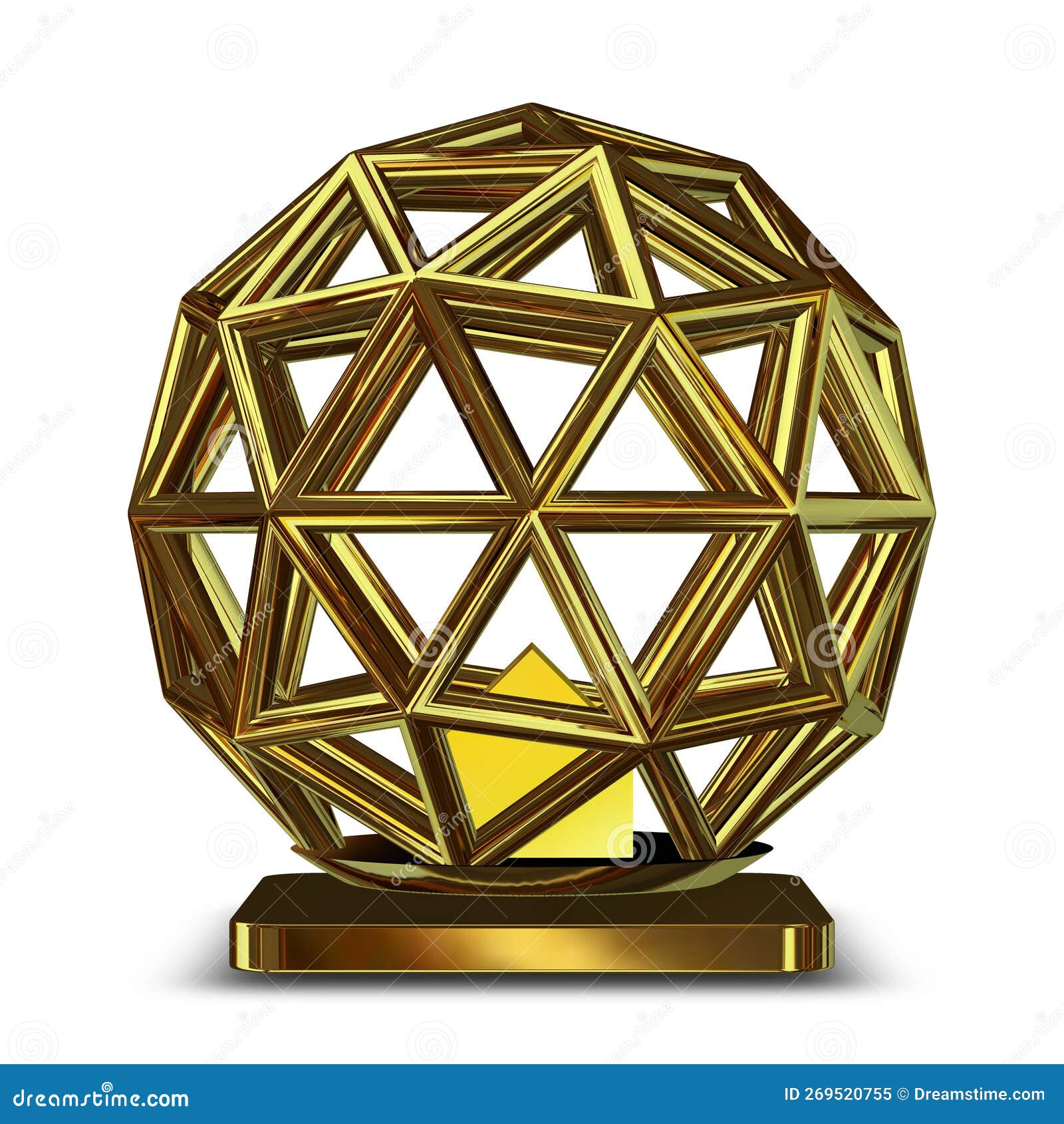 Golden Shape, Background, 3D Render, Unique Design, Geometric Figure ...