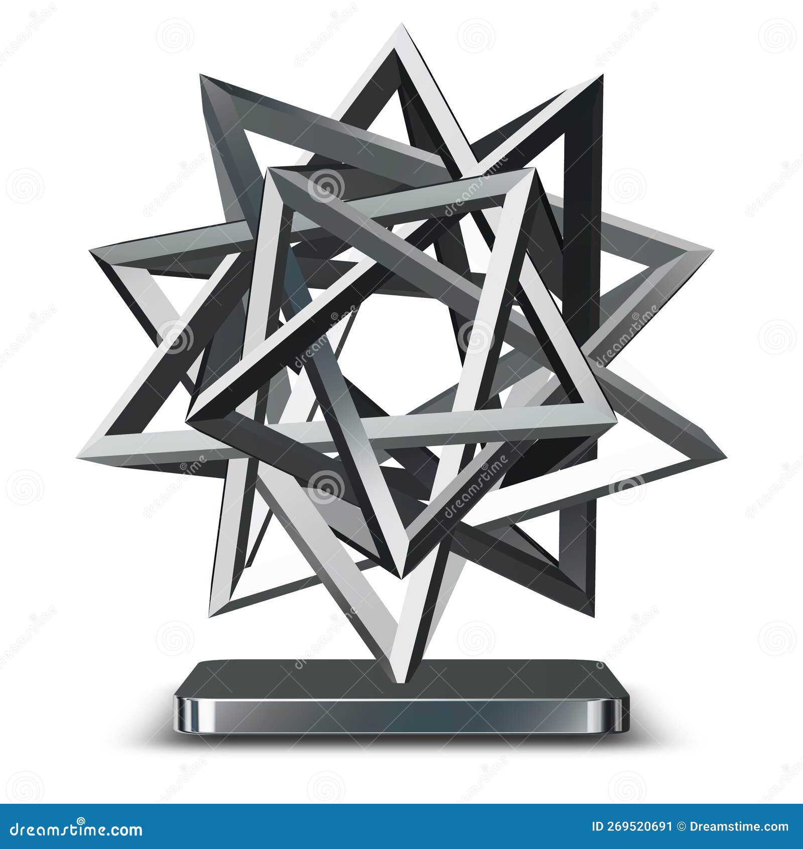 Silver Shape, Unique Design, Background, Geometric Figure, 3D Render ...