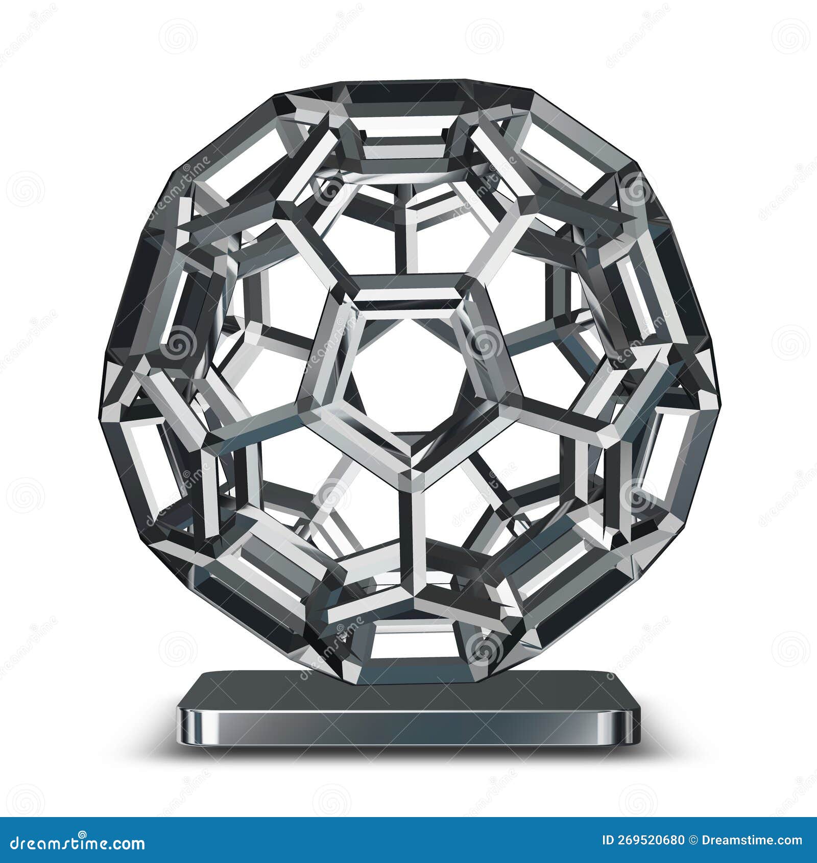 Silver Shape, Unique Design, Geometric Figure, Background, 3D Render ...