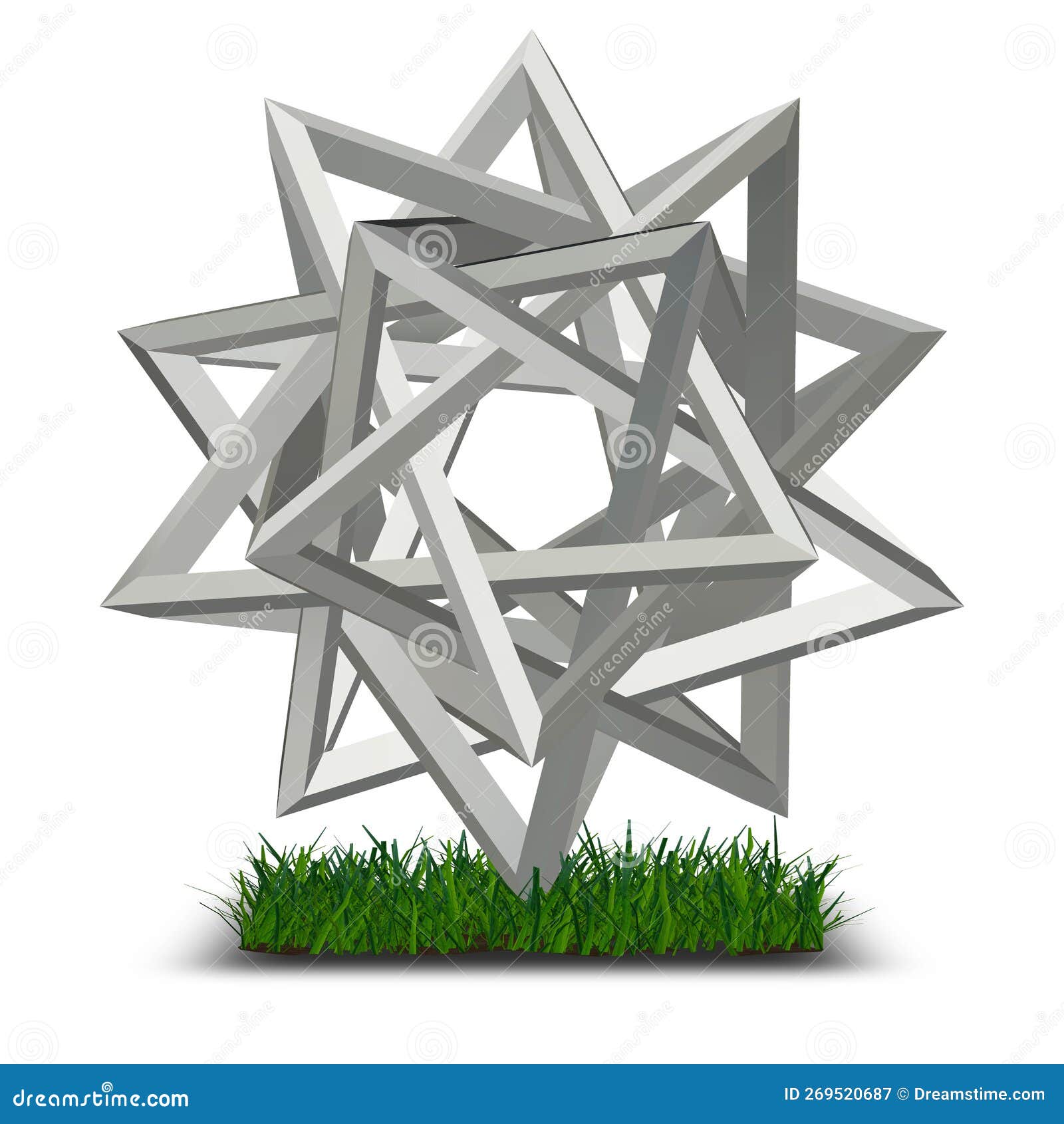 White Shape on the Grass, Unique Design, Background, Geometric Figure ...