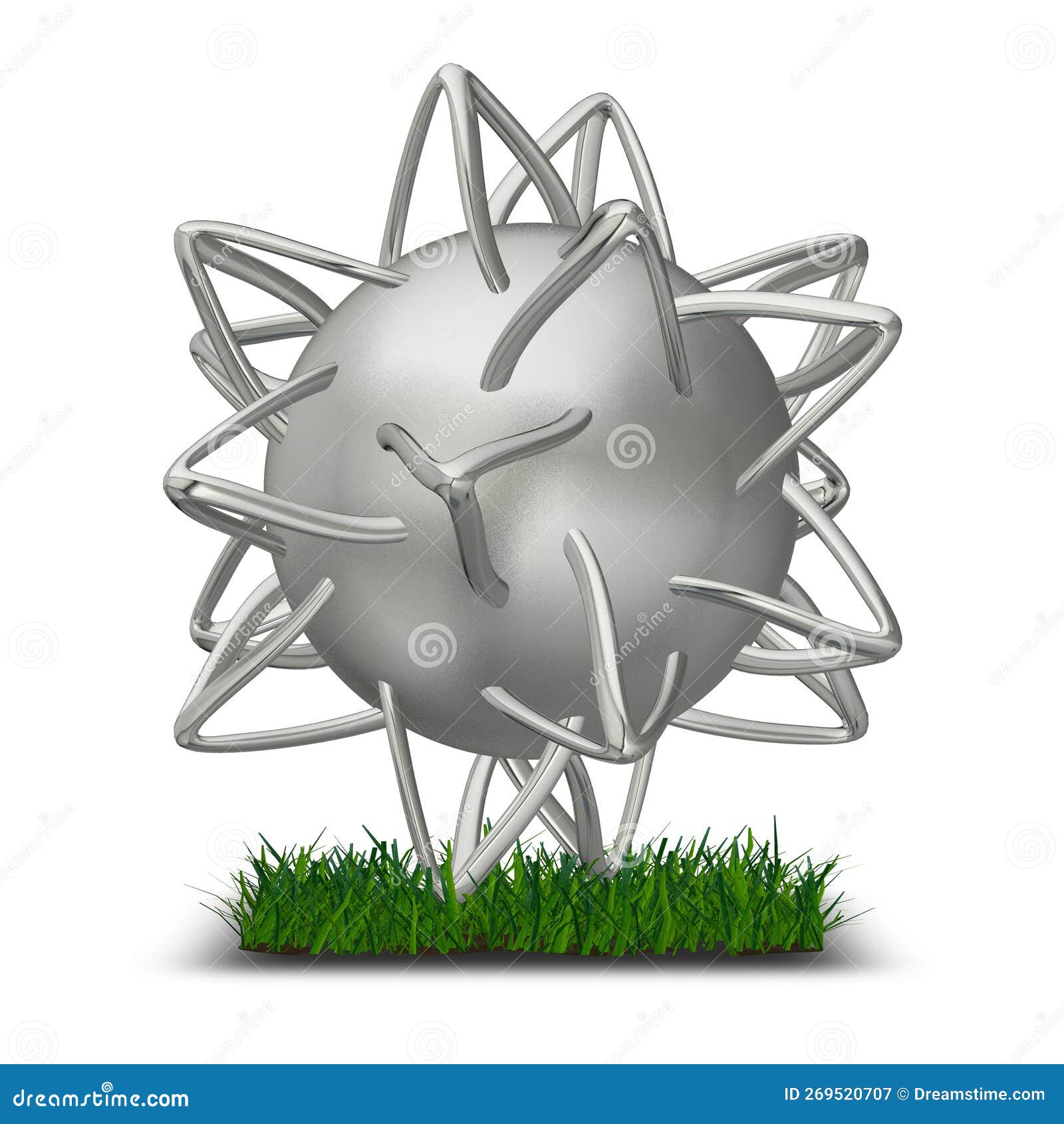 White Shape on the Grass, Unique Design, 3D Render, Background ...