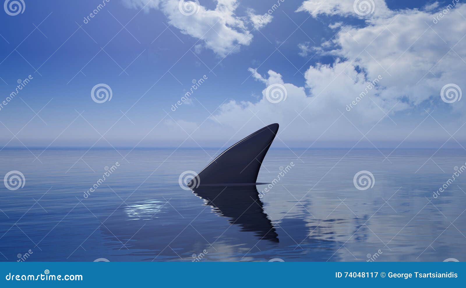 3D Rendering of Shark Fin Above Wate Stock Image - Image of business ...